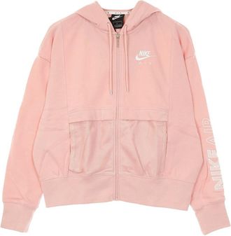 Nike Pink Glaze/Wei&szlig;er Rei&szlig;verschluss Hoodie Sportbekleidung Air Top Fleece - - Sport - Damen - Rosa - L