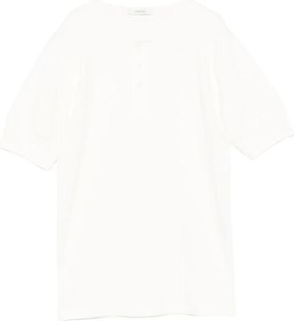 Christophe Lemaire Homme, Tops, Blanc, Taille: XL Rib Henley Top