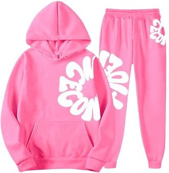 Generic Ensemble de surv&ecirc;tement pour homme avec imprim&eacute; lettres, sweat &agrave; capuche, jambe droite, ensemble de jogging, v&ecirc;tements de sport, hauts de jogging, pan