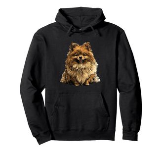 Whyitsme Design Illustration eines orangefarbenen pommerschen Hundes Pullover Hoodie