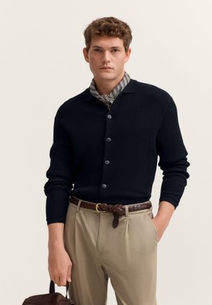 Bugatti Herren Strickjacke gekn&ouml;pft mit Polokragen