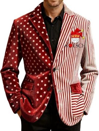 Generic Veste en velours c&ocirc;tel&eacute; pour homme - Imprim&eacute; multicolore - Costume de carnaval avec motif de ville - Veste en velours c&ocirc;tel&eacute; moderne - Blazer de loisi