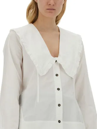 Ganni Peter Pan Collar Shirt - White