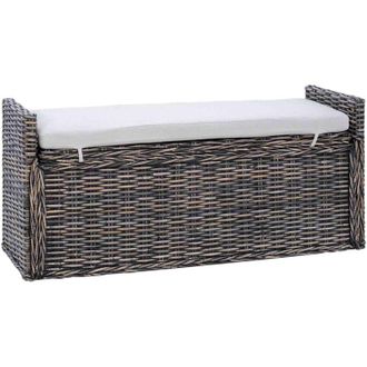 vidaXL Sitzbank mit Stauraum Schwarz gewaschen 110 x 40 x 50 cm Rattan vidaXL