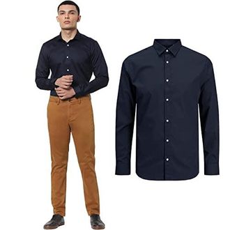 Jack & Jones Jack & Jones JJJOE Shirt LS Plain Chemise, Blazer Bleu Marine, XXL Homme