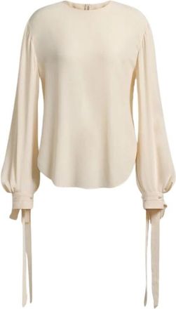 Alberta Ferretti Cr&ecirc;pe de Chine Bluse mit Bindeb&auml;ndern - - Blouses & Shirts - Damen - Beige - XS