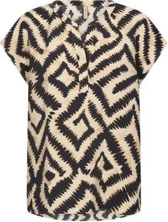 Soyaconcept Damen Kurzarmbluse SC-Pixi, Viskose, Rundhalsausschnitt, Sand, Gr. S