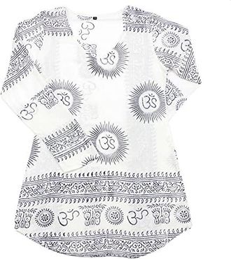 Freak Scene Chemise - Chemisier - Om Saira - Blanc - XL - Chemise d&eacute;t&eacute;