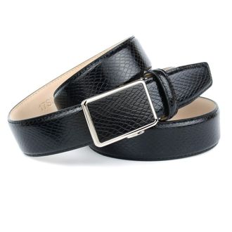 Anthoni Crown Ledergürtel, Automatikgürtel mit silberfarbener Automatikschließe, Gürtel für Businesanzug, Herrenschuhe und Herrenhose, 35mm breit, kürzbar. Modell 1