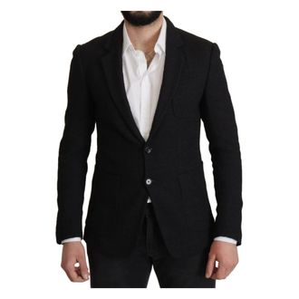 Dolce & Gabbana Atemberaubender Schwarzer Wollblazer mit Revers - - Jackets - Herren - Schwarzk - L