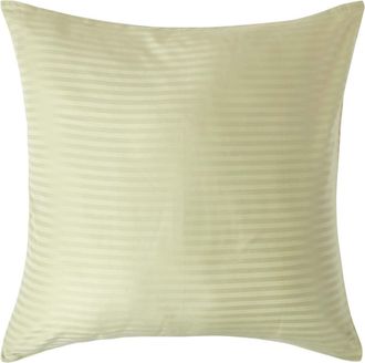 Homescapes 2er-Set Damast Kissenbezug 80x80 cm lindgrün mit Satin-Streifen & Reißverschluss, 100% ägyptische Baumwolle, Fadendichte 330