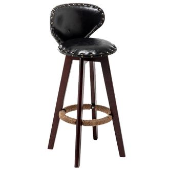 Generic Vintage Barhocker, 360&deg; drehbar, mit R&uuml;cken- und Fu&szlig;st&uuml;tze, gepolstert mit PU-Leder, Tresenhocker, hoher Stuhl f&uuml;r Kneipe, Caf&eacute;, K&uuml;che und K&uuml;cheninsel