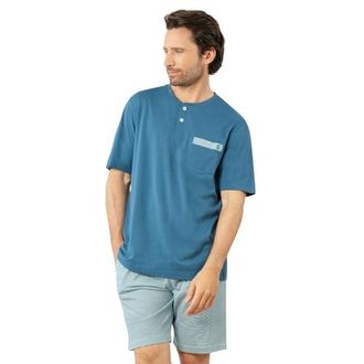 Eminence Pyjama Court Homme Casual- Jersey 100% Coton Longue Durée - T-Shirt Manches Courtes Col T + Short 2 Poches - Label Oeko-TEX Standard 100