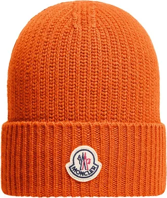 Moncler Moncler Bonnet En Maille De Laine M&eacute;lang&eacute;e, Homme, Orange, Taille: Uni