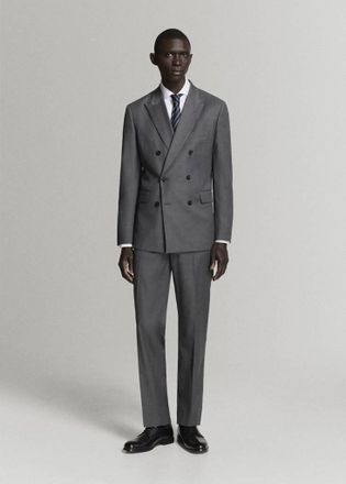 Mango Veste de costume Monaco crois&eacute;e slim-fit gris chin&eacute; moyen - Homme - 46 - MANGO MAN