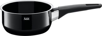 Silit Modesto Stielkasserolle 16cm ohne Deckel, Kochtopf klein 1,3l, Milchtopf Induktion, Silargan Funktionskeramik, schwarz
