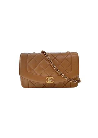 Chanel Vintage camel leather quilted small Diana flap bag