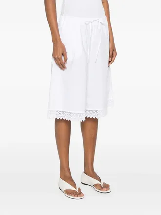 The Nina Studio Lace-Trim Cotton Shorts - White