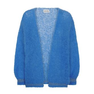 Americandreams Olivia Mohair Cardigan - - Knitwear - Damen - Blau - L