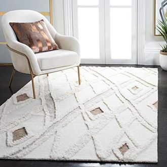 Safavieh Boho Teppich für Wohnzimmer, Esszimmer, Schlafzimmer - Casablanca Collection, Kurzer Flor, Beige, 152 X 244 cm