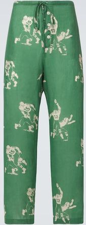 Bode Pyjamahose Football Silhouette aus Leinen