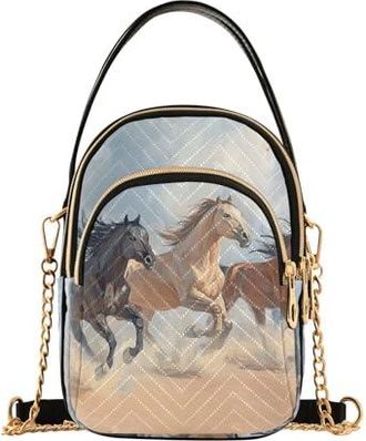 Mnsruu Sac à bandoulière pour femme, motif chevaux sauvages, sac à dos, sac à main, petit sac à bandoulière avec sangle réglable