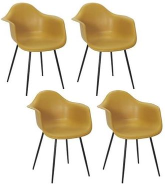 The Home Deco Factory HD0494, Set mit 4 modernen gelben Sesseln, Elegantes und Komfortables Design, perfekt für Wohnzimmer oder Büro, gepolsterter Sitz, pflegeleicht, Größe