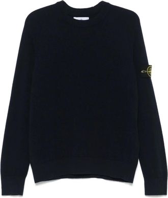 Stone Island Homme, Pulls, Bleu, Taille: L Pull Tricoté Ras du Cou Côtelé