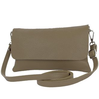 modamoda.de T226 Damen Leder Clutch Umh&auml;ngetasche Abendtasche Small handmade in Italy, Farbe:Dunkeltaupe
