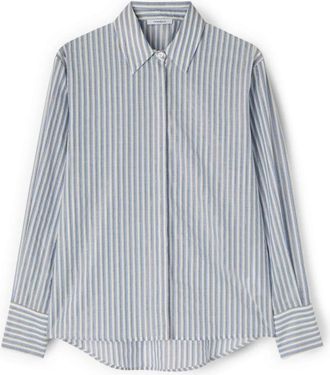 Motivi Femme, Blouses et Chemises, Bleu, Taille: 44 FR Chemise Popeline Ray&eacute;e Lurex
