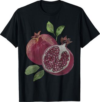 Trendy Apparel Pomegranate Watercolor Painting Split Fruit T-Shirt