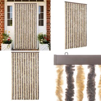 vidaXL Fliegenvorhang Dunkelbraun und Beige 100x220 cm Chenille - Fliegenvorhang - Insektenschutz - T&uuml;rvorhang - Sommergarten - Balkon - Home & Living