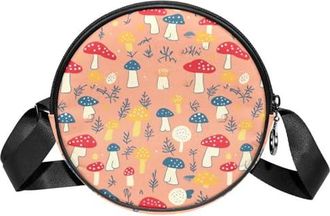 Generic Sac &agrave; bandouli&egrave;re rond rond pour femme, petit sac &agrave; bandouli&egrave;re champignon avec fermeture &eacute;clair, bretelles r&eacute;glables, d&eacute;contract&eacute; pour femmes et fill