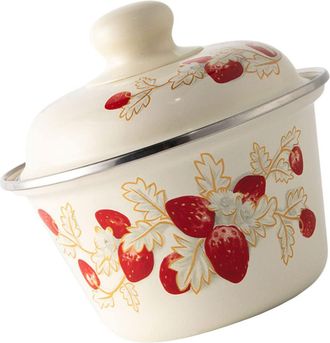 Cabilock Emaille Becken Dicke Haushaltsschüssel Mit Deckel Vielseitige Schüssel Aus Lebensmittelechtem Emaille Retro Design 20cm Durchmesser Für Küchenbedarf U