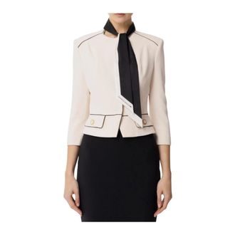 Elisabetta Franchi Femme, Vestes, Blanc, Taille: 44 FR Veste Cr&ecirc;pe avec Foulard Amovible