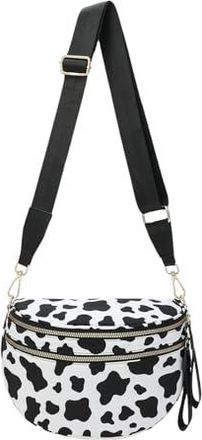 Generic Nuvore Sac confortable 2025, sac à bandoulière avec grande capacité, sac banane à carreaux pour femme, bandoulière spacieuse et élégante, Motif vache.