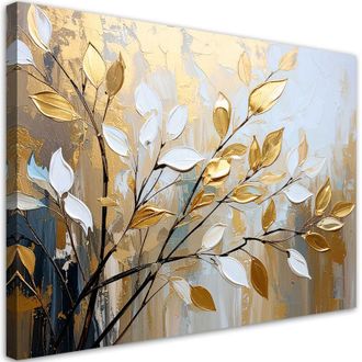 Artgeist Tableau d&eacute;co Glamour Feuilles dor&eacute;es Brins 90x60