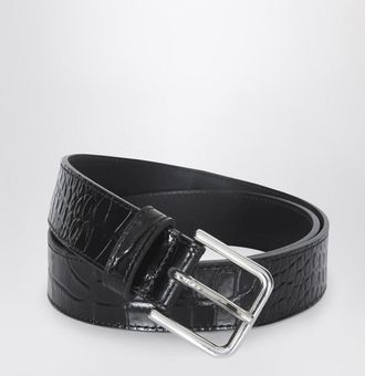 Frankie Shop Toni Croc belt in black patent leather with silver-tone hardware