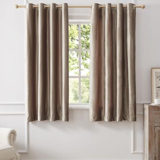 Bulbul Samtvorh&auml;nge, 160 cm L&auml;nge, f&uuml;r Wohnzimmer, Taupe, Verdunkelungsvorhang, w&auml;rmeisoliert, Raumverdunkelung, Dekoration, &Ouml;senvorh&auml;nge f&uuml;r Schlafzimmer, S