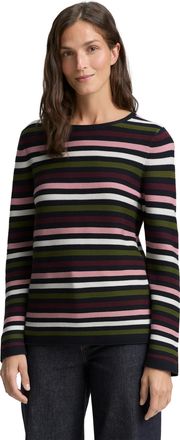 Tom Tailor Damen Strickpullover aus Bio-Baumwolle Pullover, 38575-colourful Ottoman Knit, XXL