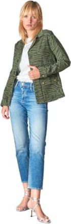 Le Temps Des Cerises Veste Mili en jeans &agrave; motif z&eacute;br&eacute;
