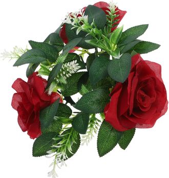 Holibanna K&uuml;nstlicher Kerzenkranz mit Floralen Bl&uuml;ten und Bl&auml;ttern Tischdekoration f&uuml;r Hochzeiten und Feiern Kerzenring f&uuml;r S&auml;ulenkerzen 1 St&uuml;ck