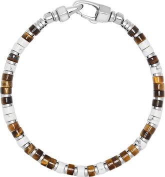 Nialaya Homme, Accessoires, Gris, Taille: M Bracelet Heishi en Howlite