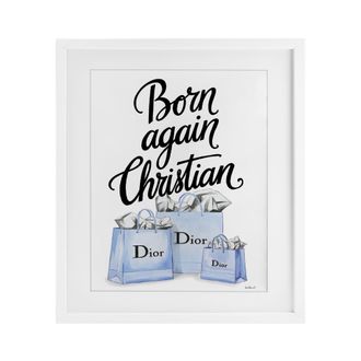 Stupell Industries Glam Bags Gerahmter Kunstdruck Born Again, christliches Grau, Design unter Glas, Design von Amanda Greenwood, 53,3 x 43,2 cm