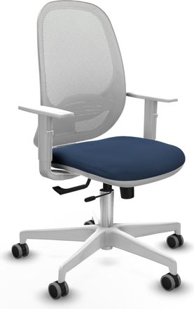 Piqueras y Crespo Blauer Schreibtischstuhl mit wei&szlig;en Armlehnen, h&ouml;henverstellbare Lendenwirbelst&uuml;tze, ausgestattet mit Syncro/Traslack und Schneideschaum, Wei&szlig;/Marineb