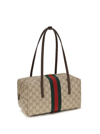 Gucci Womens Medium Boston Melrose Shoulder Bag Vin.san.br-Dk.br-Vrv Cotton; Linen; Polyurethane Handbags Vin.san.br/dk.br/vrv Hand