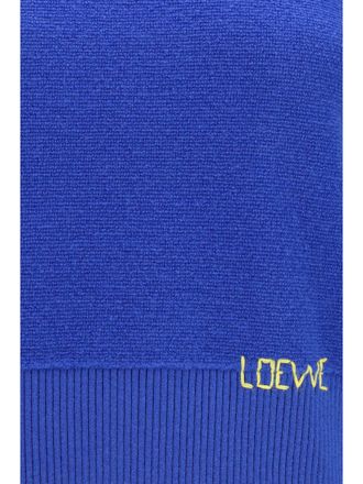 Loewe Hand-Embroidered Logo Wool Sweater - Blue