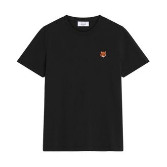 Maison Kitsun&eacute; Schwarze Fox Head Patch T-shirts und Polos - - Tops - Damen - Schwarzk - XS