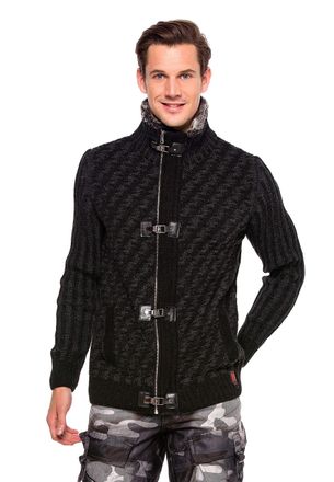 Cipo & Baxx Herren Pullover CP213 Anthrazit - Stylischer Strickpullover im modernen Design mit hohem Perfekt f&uuml;r Freizeit, Alltag & Coole Streetwear Outfits - CP2