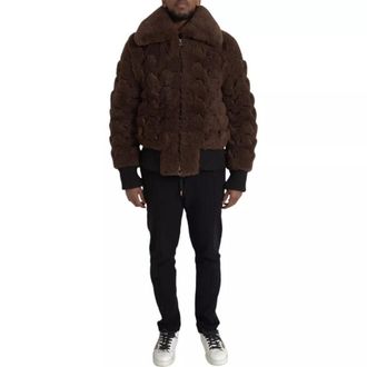 Bottega Veneta Mens Brown Fur Lamb Shearling Coat Jacket Wool Clothing
